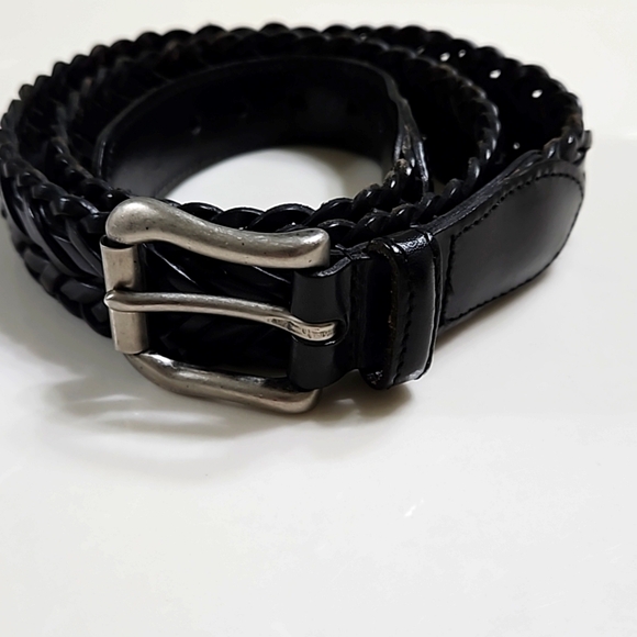 Coach | Accessories | Coach Black Braided Leather Belt Silver Tone ...
